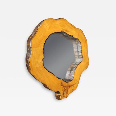 1960s lacquered tree trunk mirror from Prague