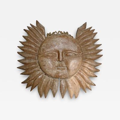 19th Century Double Sided Carved Wooden Sun