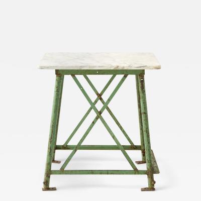 19th Century French Iron Table with Marble Top