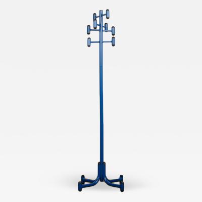 A 1960s steel and blue lacquer coat rack, American