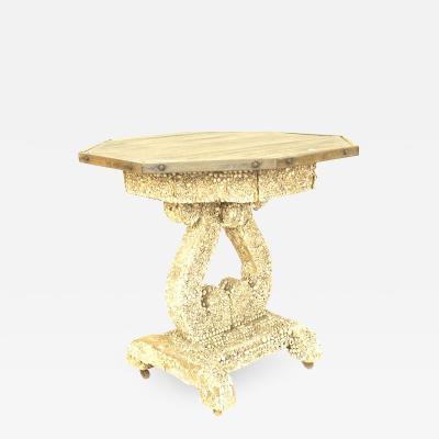 American Country Painted Sea Shell Lyre End Table
