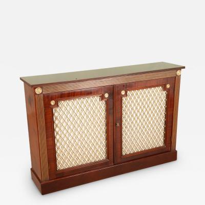 An English Regency Mahogany Two Door Credenza on Plinth Base