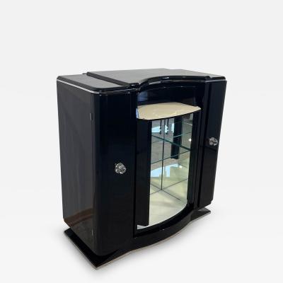 Art Deco Rotating Bar Cabinet, Black and Cream Lacquer, Walnut, France ...