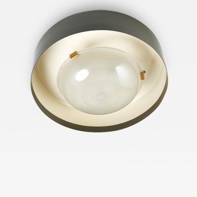 Azucena - Ribbed Glass and Metal Ceiling Light by Azucena, Italy 1960s