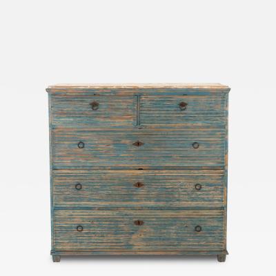 Blue Swedish Reeded Front Chest of Drawers, early 20th Century