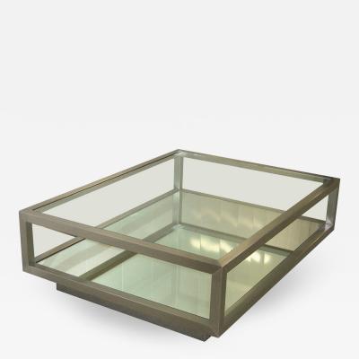 Brushed Steel Rolling Platform Cocktail Table