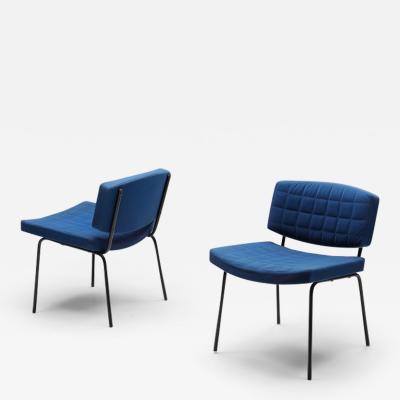 Chairs in Blue Fabric & Metal Frame - 1980's
