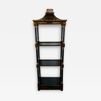 Chinoiserie Style Pagoda Form Faux Bamboo Wall Rack, 3 Shelves