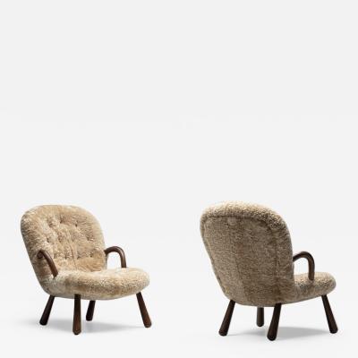 Clam Chair in Sheepskin by Philip Arctander - 1944