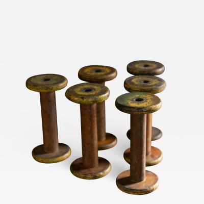 Collection of Factory Bobbins, yellow and green.