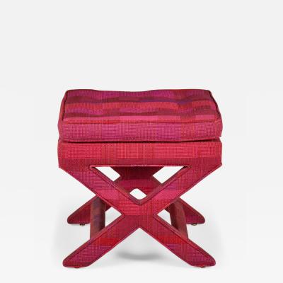 Contemporary Magenta Upholstered X-Base Tufted Benches (manner of Billy ...