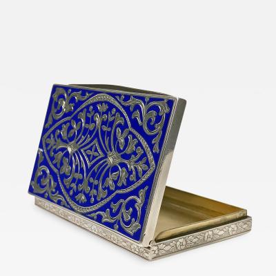 Continental Silver and royal blue Enamel Box, C.1920.
