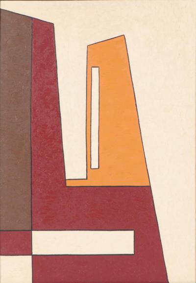 David Barros (American, 20th Century) A brown maroon abstract painting