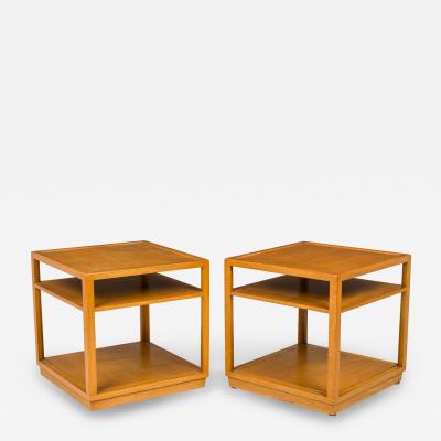 Edward Wormley - Pair of American Square Wooden Double Shelf End / Side ...