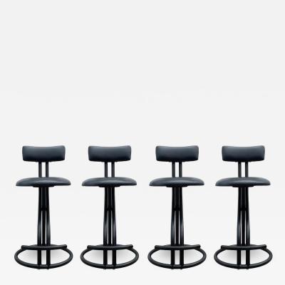 Four Mid Century Italian Post Modern Bar Stools or Counter Stools in Black