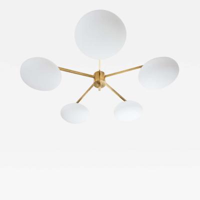 Glass And Brass Flash Mount Star Ceiling Light