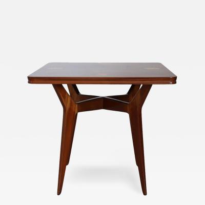Italian Design Inlay Wood Small Square Dining Table by Ico Parisi, 1950s