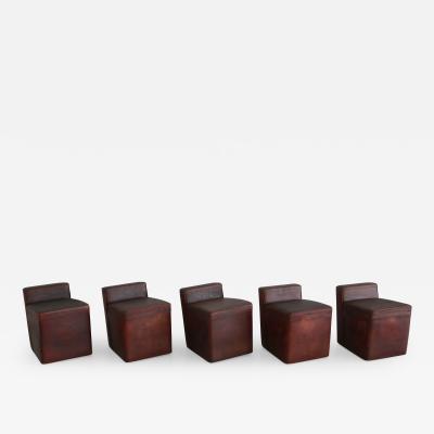 Italian Leather Cubic Stools / Pouf