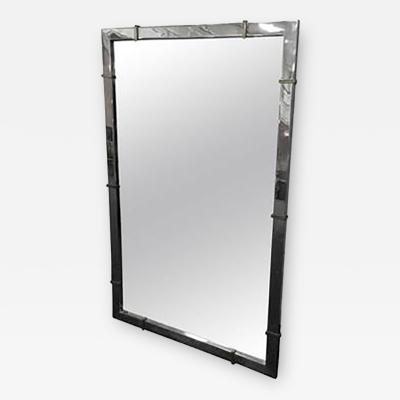 Chrome Wall Mirror with Brass Accents