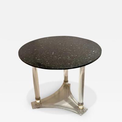 Karl Springer - Karl Springer Lucite and Black Granite Breakfast Table