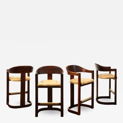 Karl Springer - Karl Springer Set of 4 "Onassis Bar Stools" in Dark Oak ...
