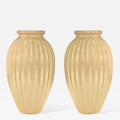 Karl Springer - Pair of Large Fluted Vases in Venetial Gold Leaf by ...