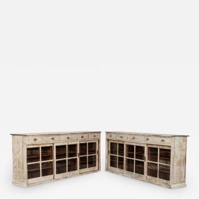 Large Pair English Bleached Pine Glazed Counter/Base