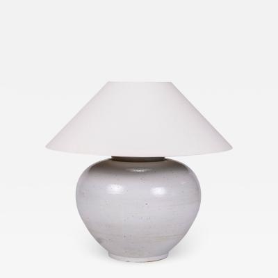 Large Round White Glazed Ceramic Lamp