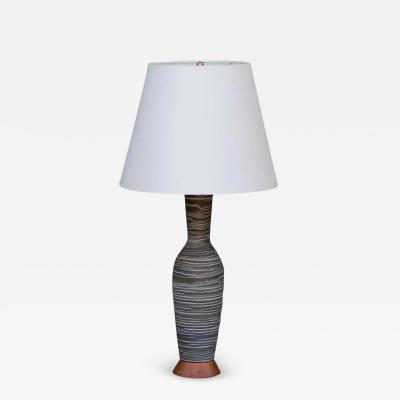 Lee Rosen - Ribbed Salt Glaze Ceramic Lamp by Lee Rosen for Design Technics