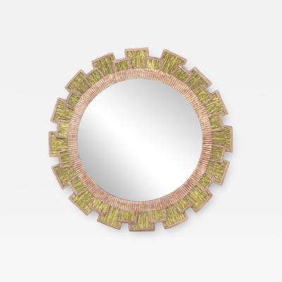 Line Vautrin - A green glass and resin concave mirror in the manner of ...