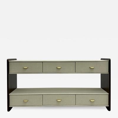 Linen Wrapped Sideboard / Console Table, TV Console, Walnut, Brass ...