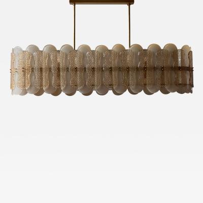 Long Chandelier With Wavy Murano Glass Panels