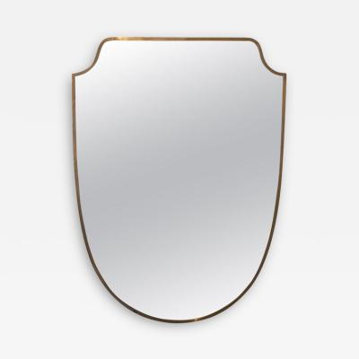 Mid-Century Brass Shield Mirror