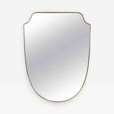 Mid-Century Brass Shield Mirror
