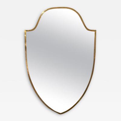 Mid-Century Brass Shield Mirror