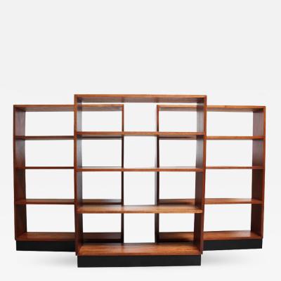 Mid-Century Custom Mahogany Book Shelves with Ebonized Plinth Bases