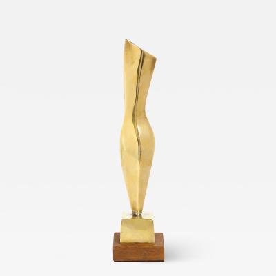 Mid-Century Modern Abstract Hourglass Form Brass Sculpture by Moshe Ziffer