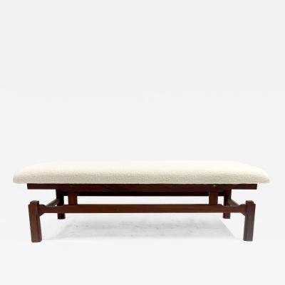 Mid Century Modern Bench in White Boucle