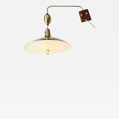 Mid Century Modern Brass, Perspex & Walnut Sculptural Wall Light