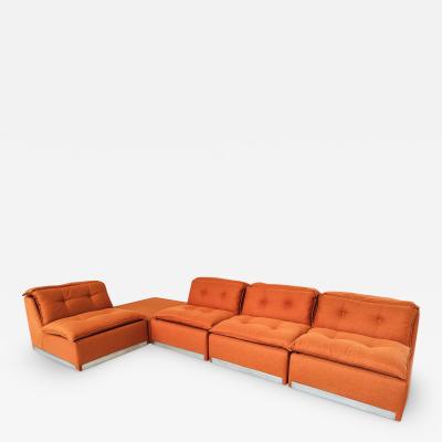 Mid Century Modern Italian Orange Modular Sofa