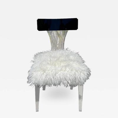 Mid Century Modern Lucite Chair W Flokati Fur Seat