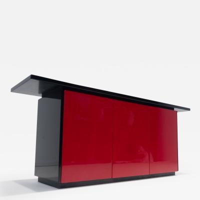 Mid Century Modern Red & Black Sideboard