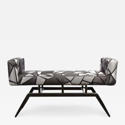 Mid-Century Modern Splayed Floating Benches with Button Details