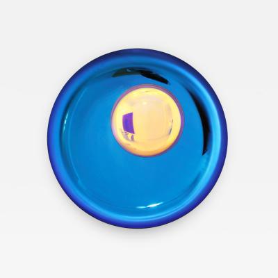 Modern Sculptural Concave Blue Glass French Mirror