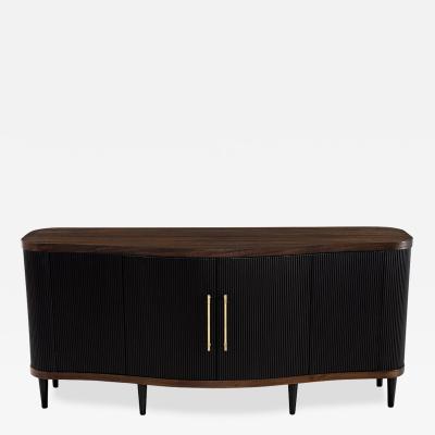 Modern Walnut Fluted Tambour Sideboard Credenza