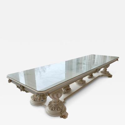 Monumental Italian Neoclassical Baroque Style Dining Table with Glass Top