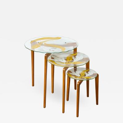 Nest of Italian Glass Top Tables