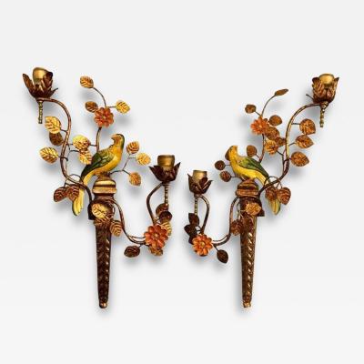 Pair of Mid Century Modern Colorful Parrot Wall Sconces / Lights, Hand ...