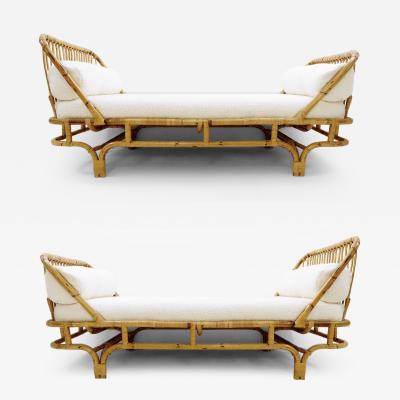 Pair of Mid Century Modern Italian Bamboo Daybeds
