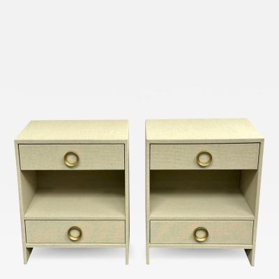 Pair of Modern Linen Chests, Commodes or Nightstand, Linen Wrapped ...